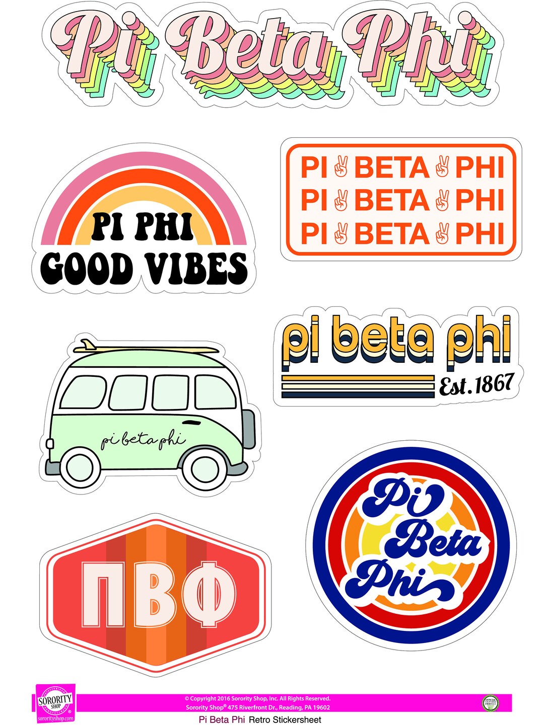Pi Beta Phi Retro Sticker Sheet - Etsy