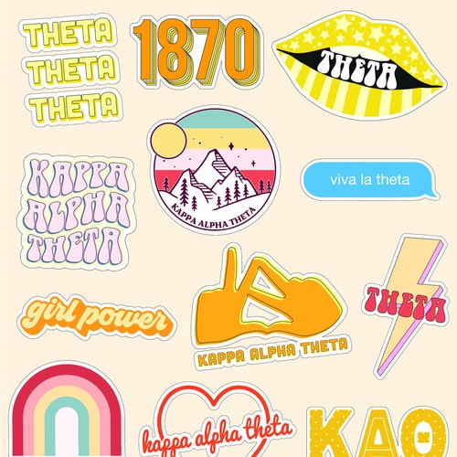 Kappa Alpha Theta Retro Sticker Sheet - Etsy