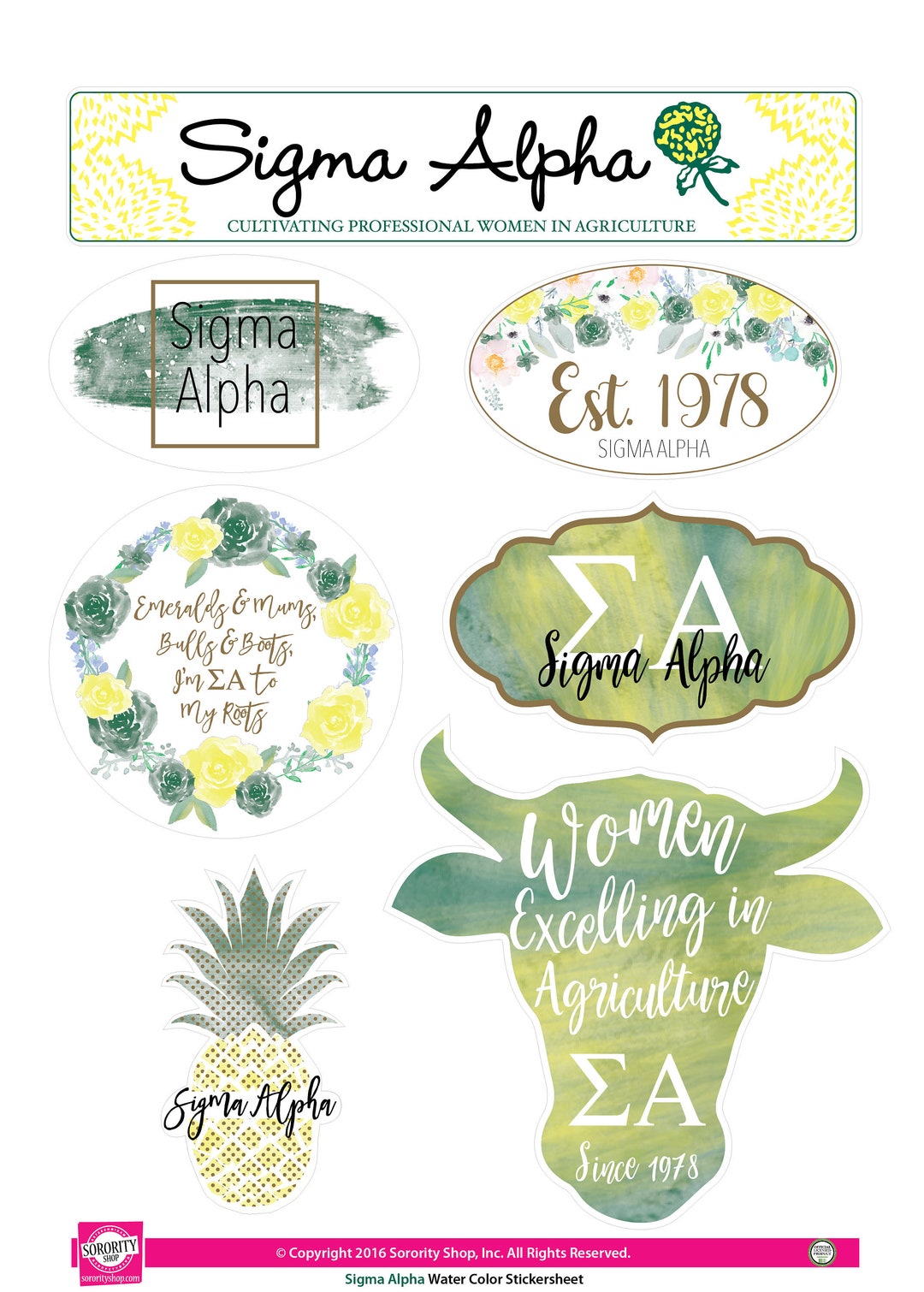 Sigma Alpha Water Color Sticker Sheet - Etsy