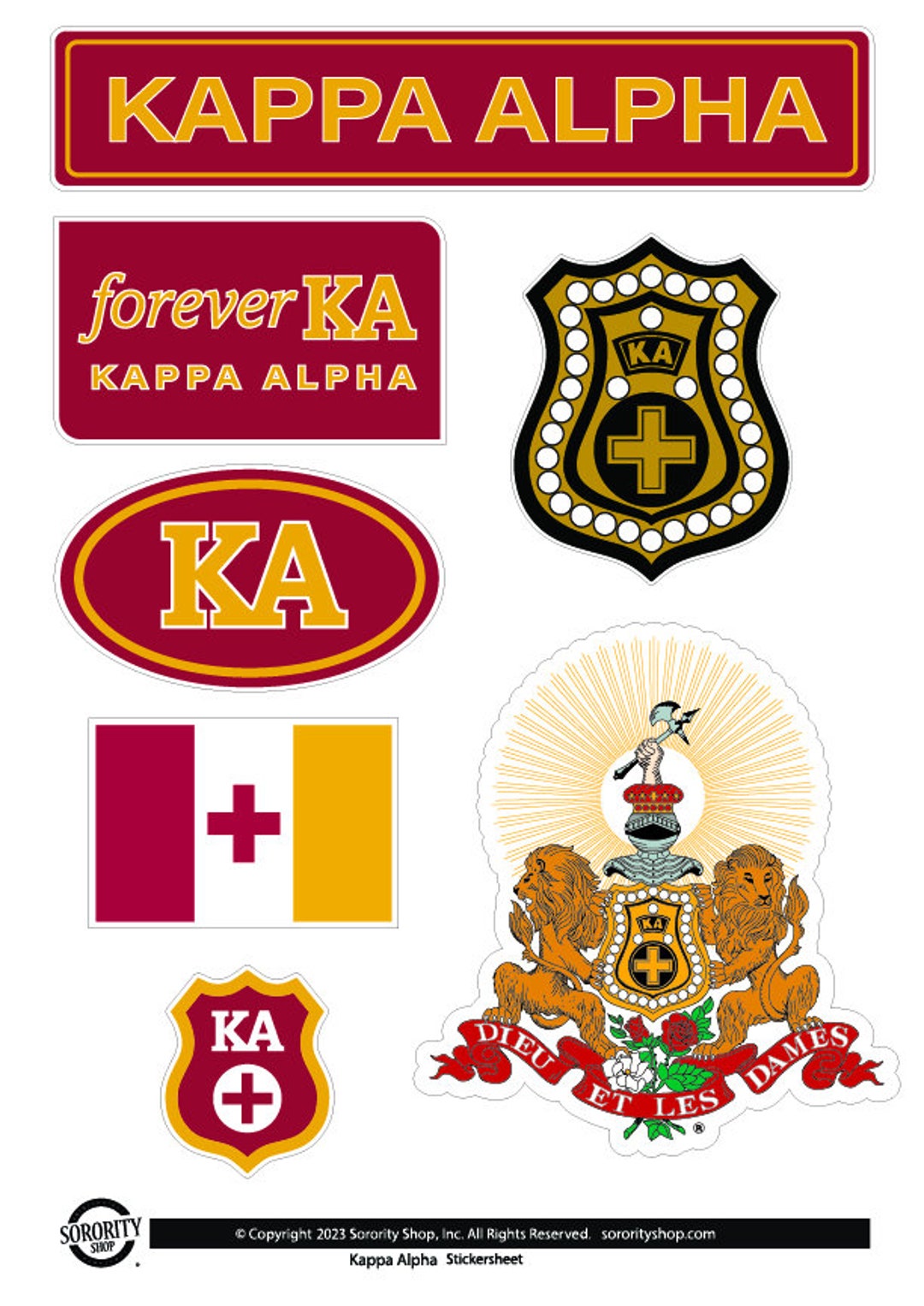 Kappa Alpha Fraternity Sticker Sheet Brand Focus - Etsy