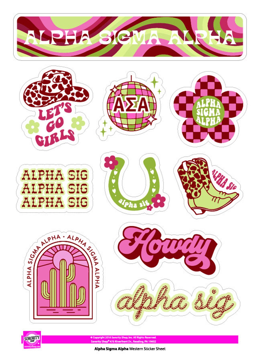 Alpha Sigma Alpha Disco Western Sticker Sheet - Etsy
