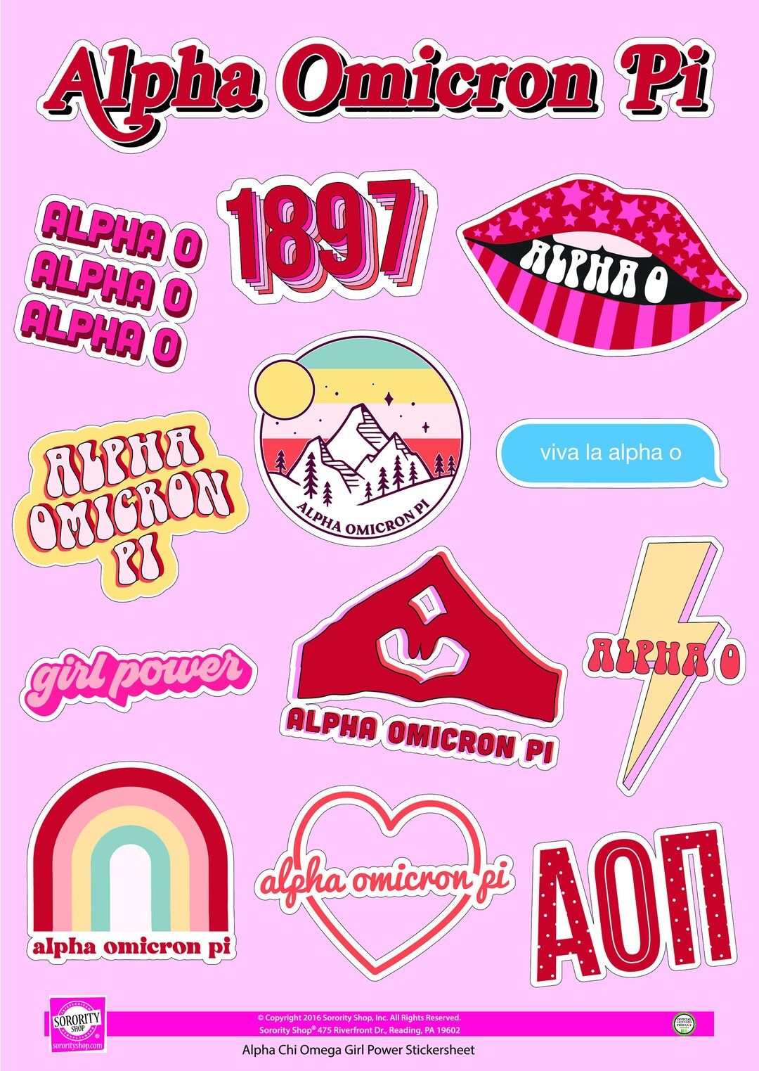 Alpha Omicron Pi Girl Power Sticker Sheet - Etsy