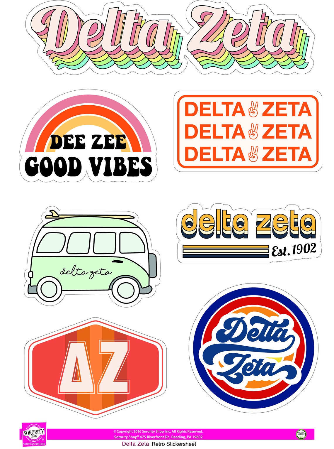Delta Zeta Retro Sticker Sheet - Etsy