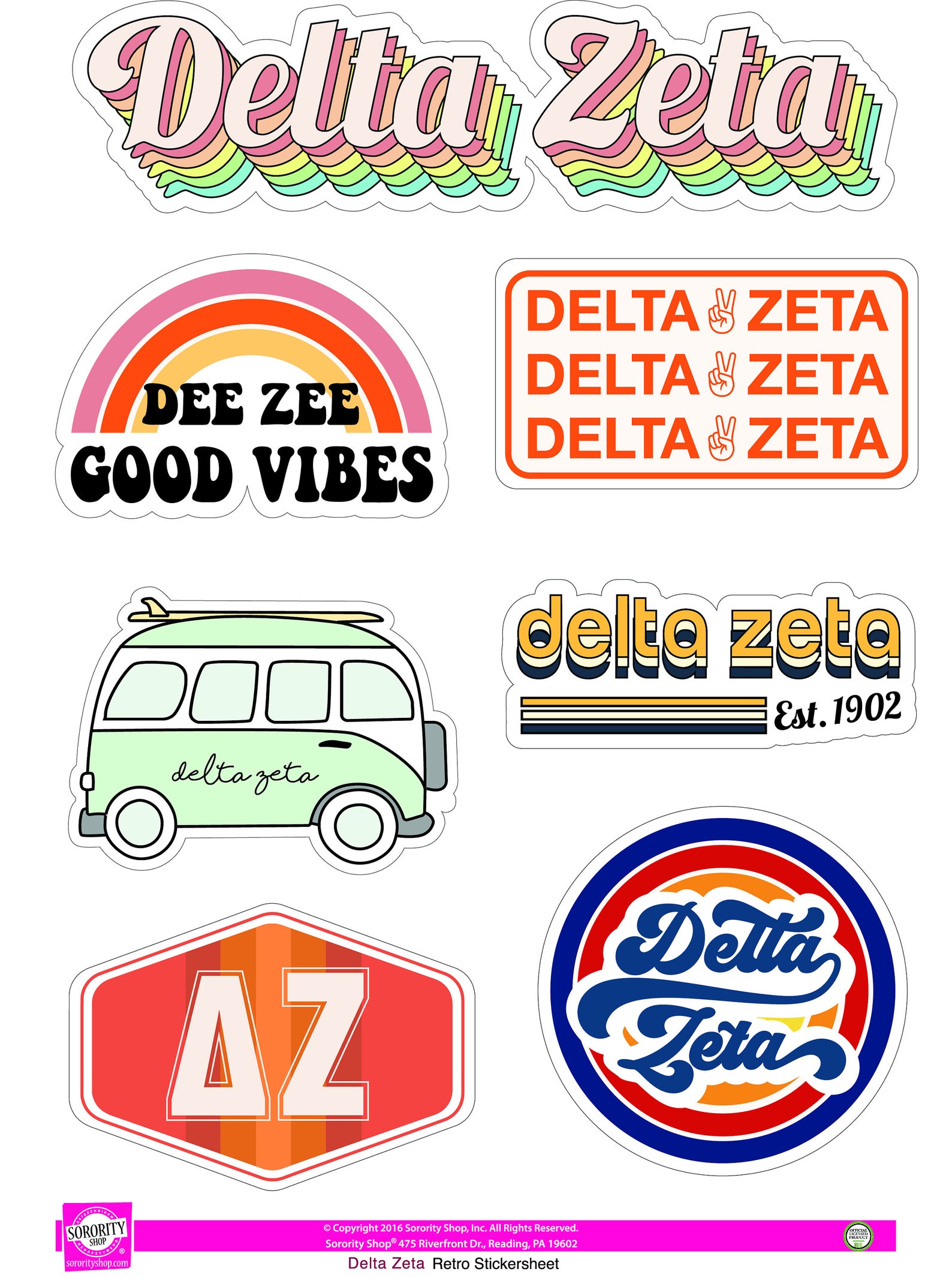 Delta Zeta Retro Sticker Sheet - Etsy