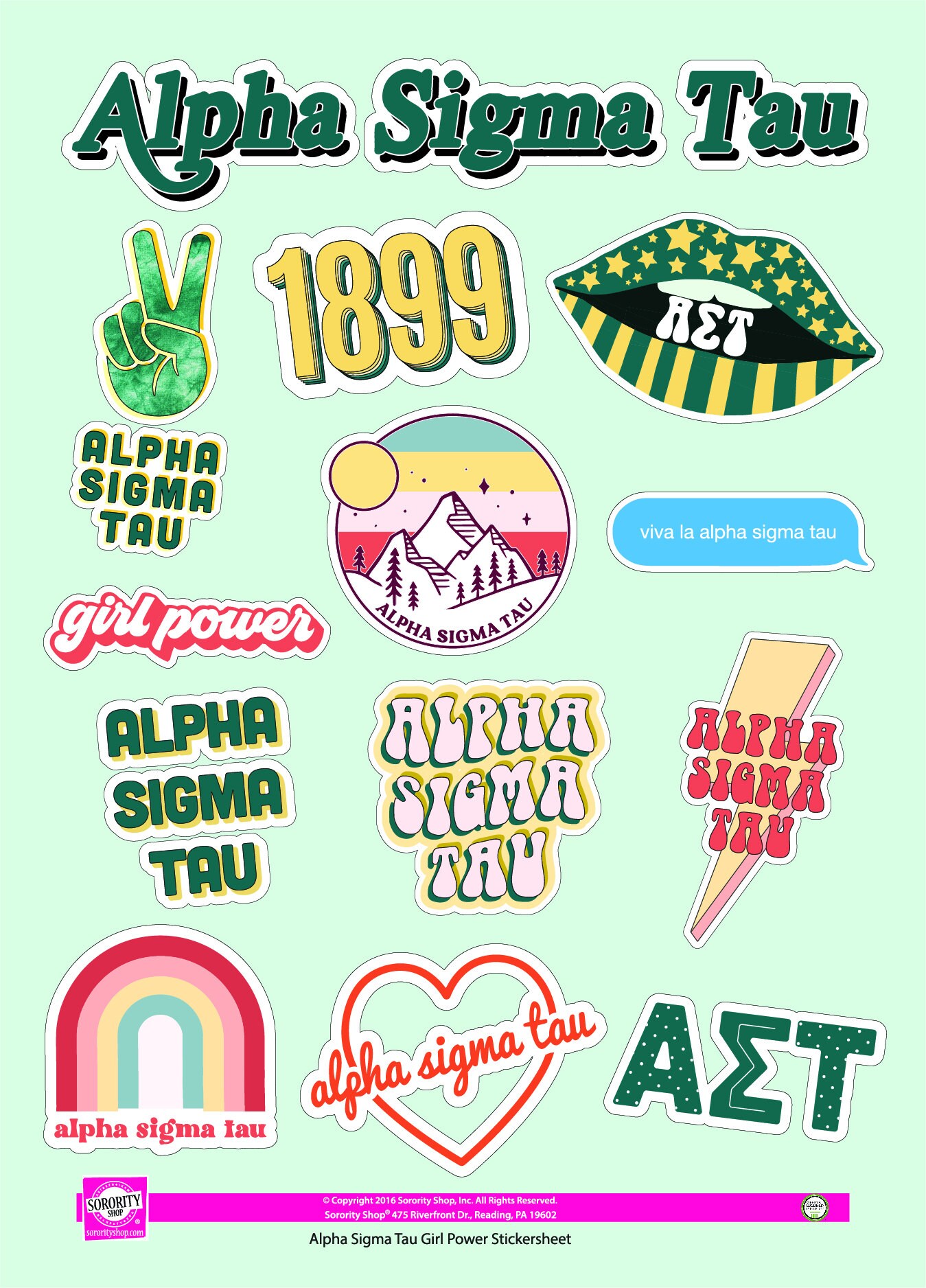Alpha Sigma Tau Girl Power Sticker Sheet - Etsy