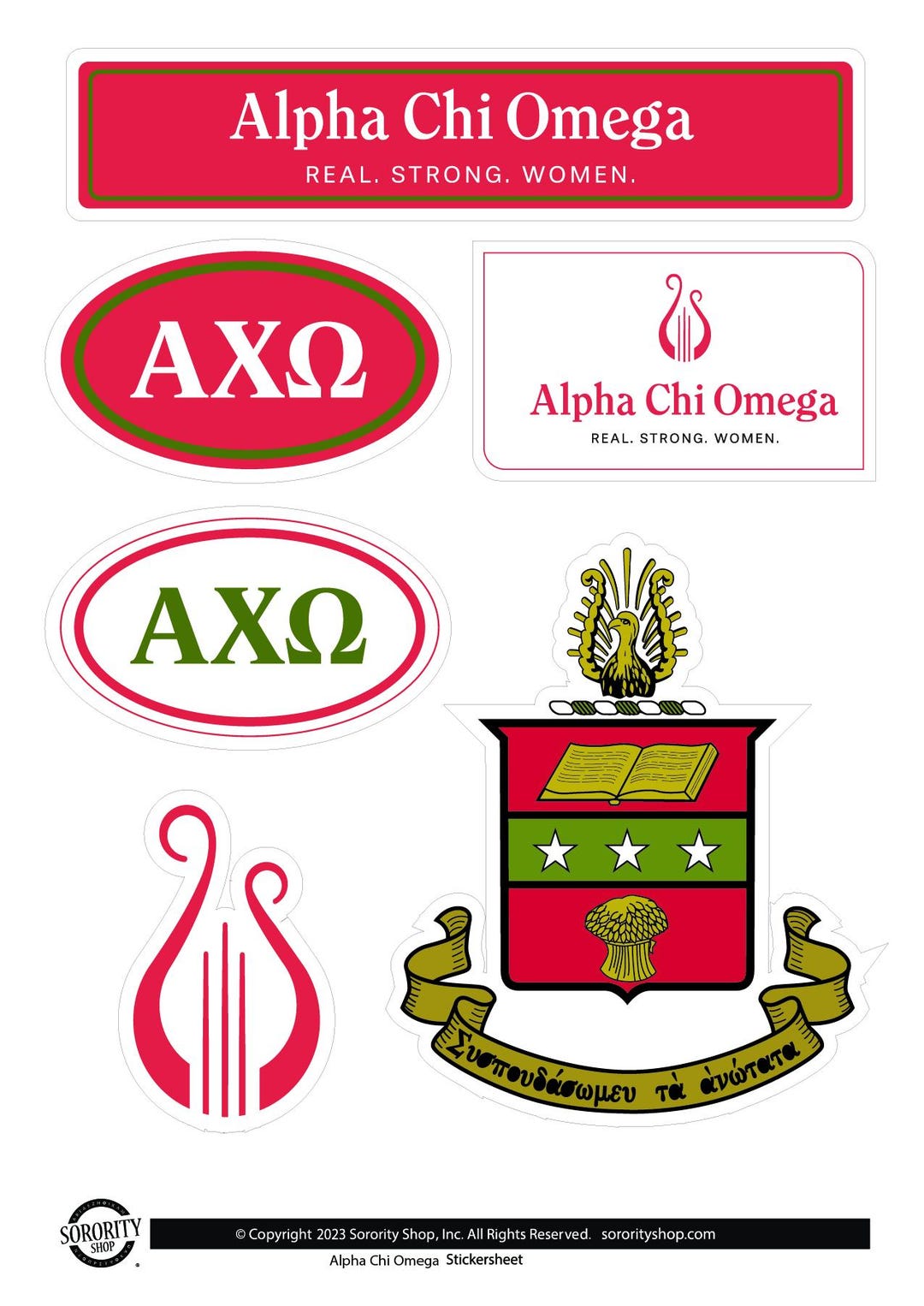 Alpha Chi Omega Logo Symbols Brand Focused Sticker Sheet - Etsy
