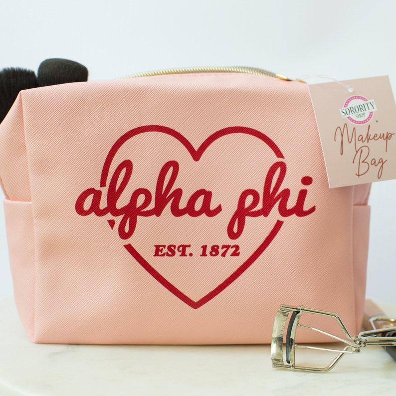 Alpha Phi Pink & Red Makeup Bag - Etsy