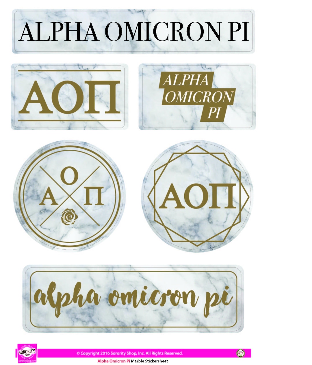 Alpha Omicron Pi Marble Sticker Sheet - Etsy