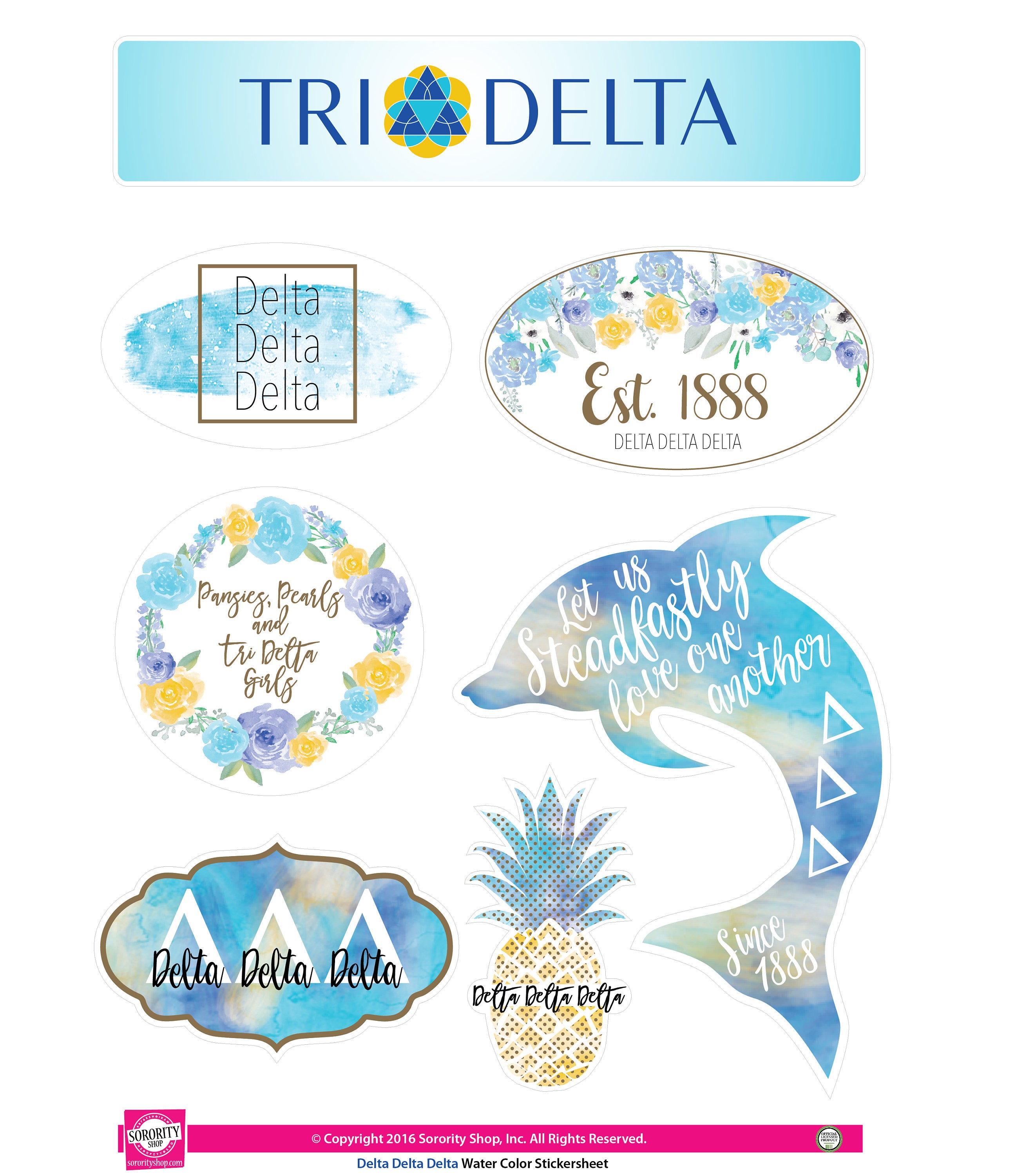 Delta Delta Delta Water Color Sticker Sheet - Etsy
