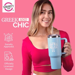 Alpha Sigma Alpha 40oz Tumbler With Handle, Insulated Stainless Steel ...