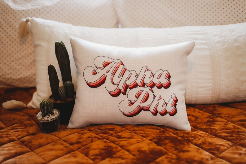 Alpha Phi Pillows script or Retro - Etsy
