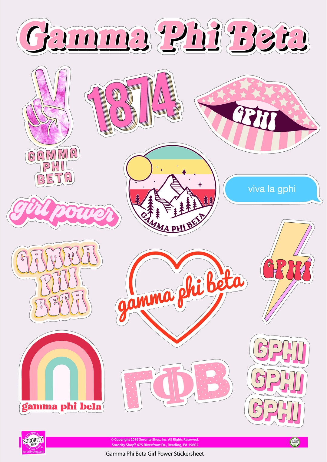 Gamma Phi Beta Girl Power Sticker Sheet - Etsy