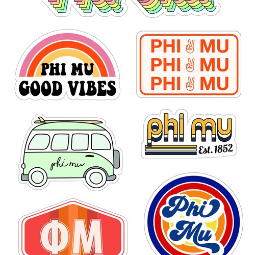 PHI MU Sorority Sticker Pack Pink for Laptop Bid Day 2022 - Etsy