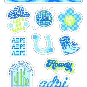 Alpha Delta Pi Disco Western Sticker Sheet - Etsy