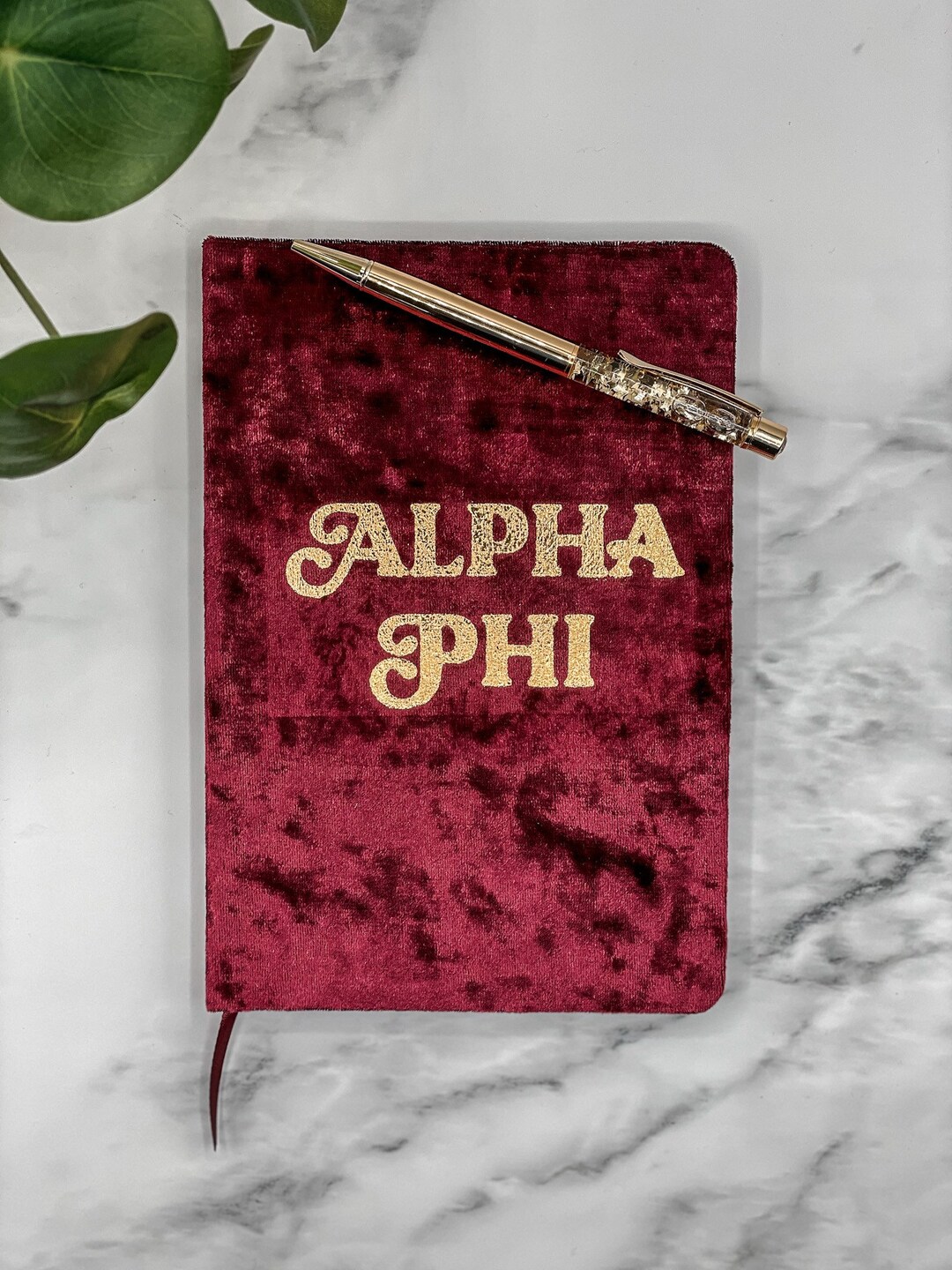 Alpha Phi Velvet Notebook With Gold Foil - Etsy