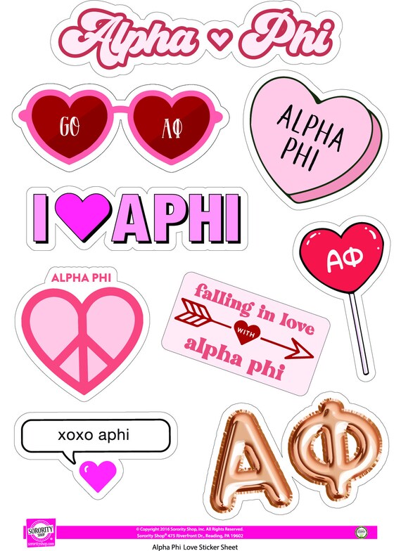 Alpha Phi Love Sticker Sheet - Etsy