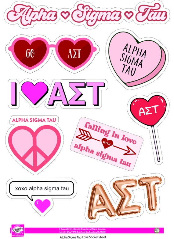 Alpha Sigma Tau Love Sticker Sheet - Etsy