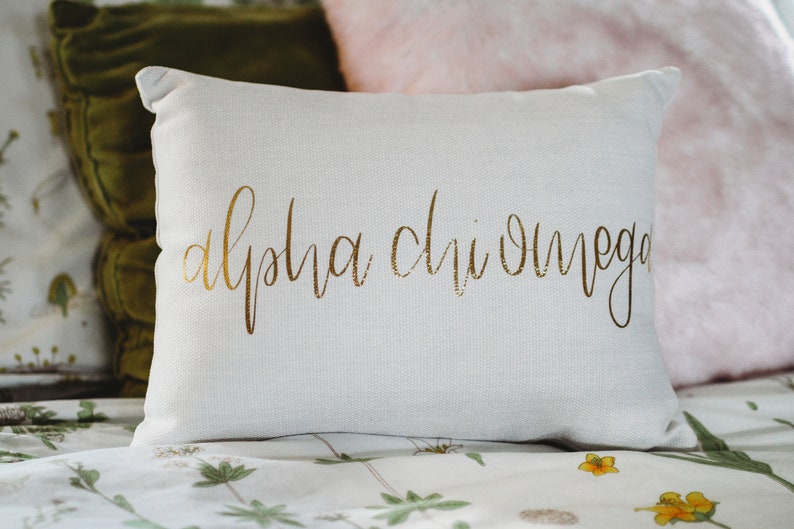 Alpha Chi Omega Pillows script or Retro - Etsy