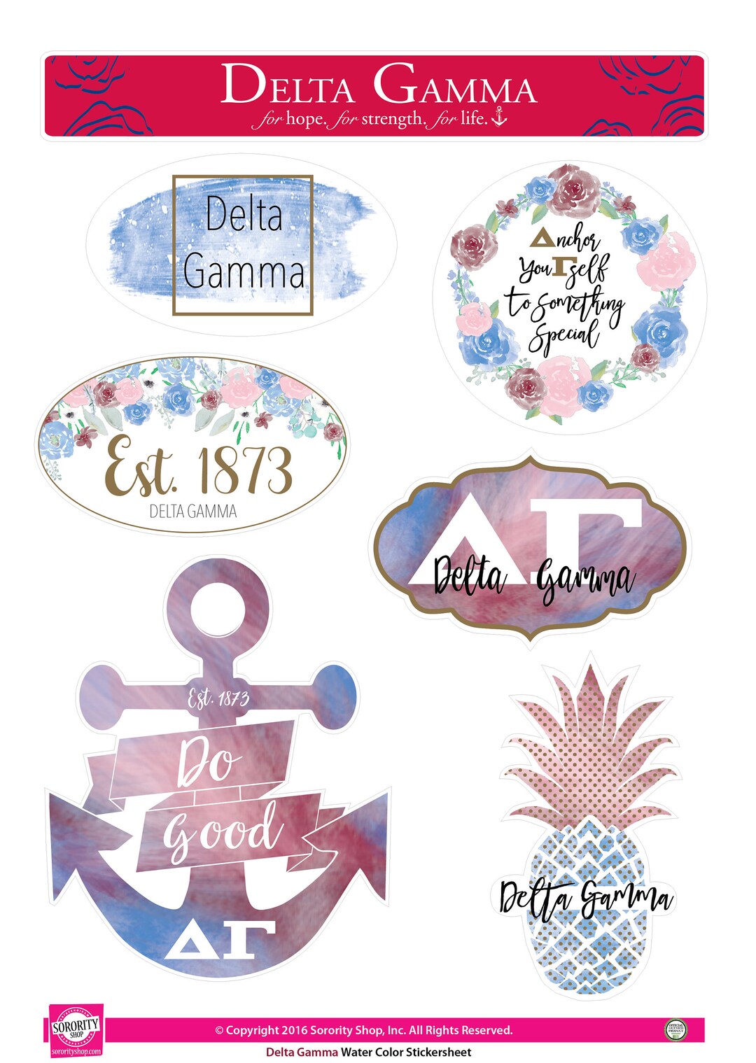 Delta Gamma Water Color Sticker Sheet - Etsy