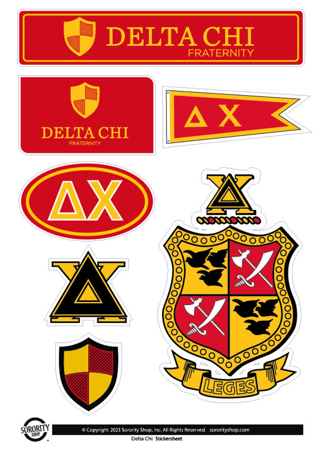 Delta Chi Fraternity Sticker Sheet Brand Focus - Etsy