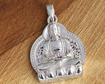 Meditating Buddha Pendant Buddha Charm 925 Sterling Silver Hand Cast ...