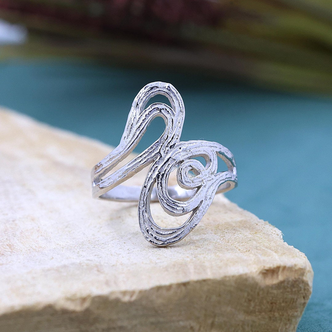 Unique Designer Statement Textured Ring, 925 Sterling Silver Boho Style ...