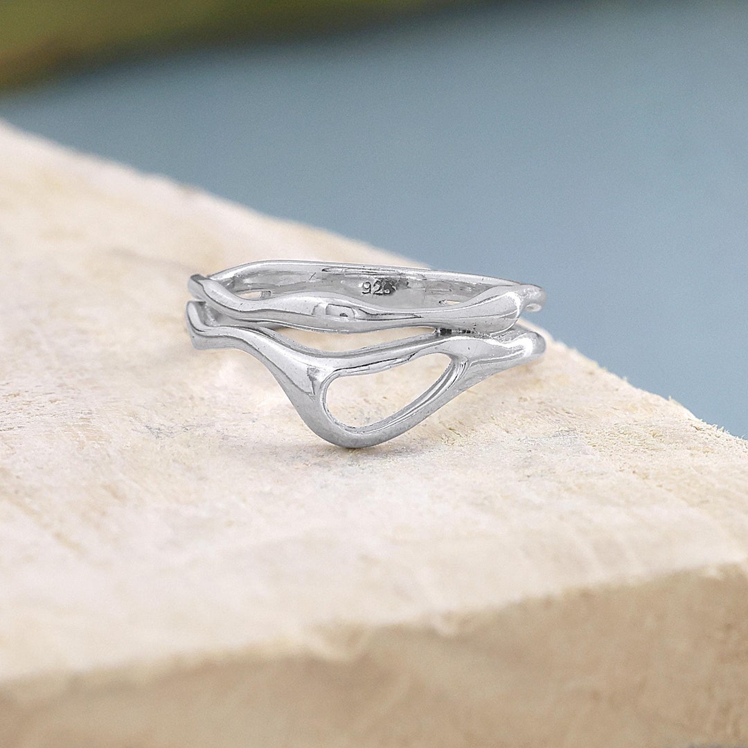 Sterling Silver Wave Ring: Chunky Boho Statement Jewelry - Etsy