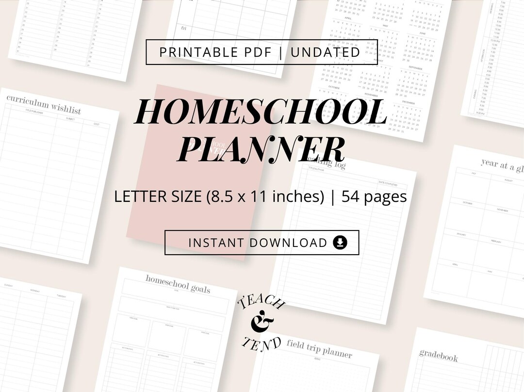 Homeschool Planner Bundle 2025 2026 Undated Printable PDF Attendance ...