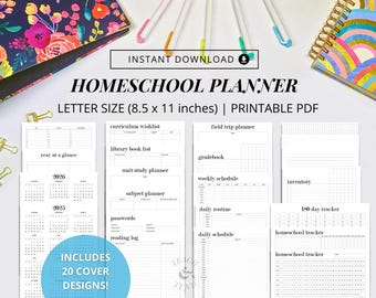 Homeschool Planner Bundle 2025 2026 Undated Printable PDF Attendance ...