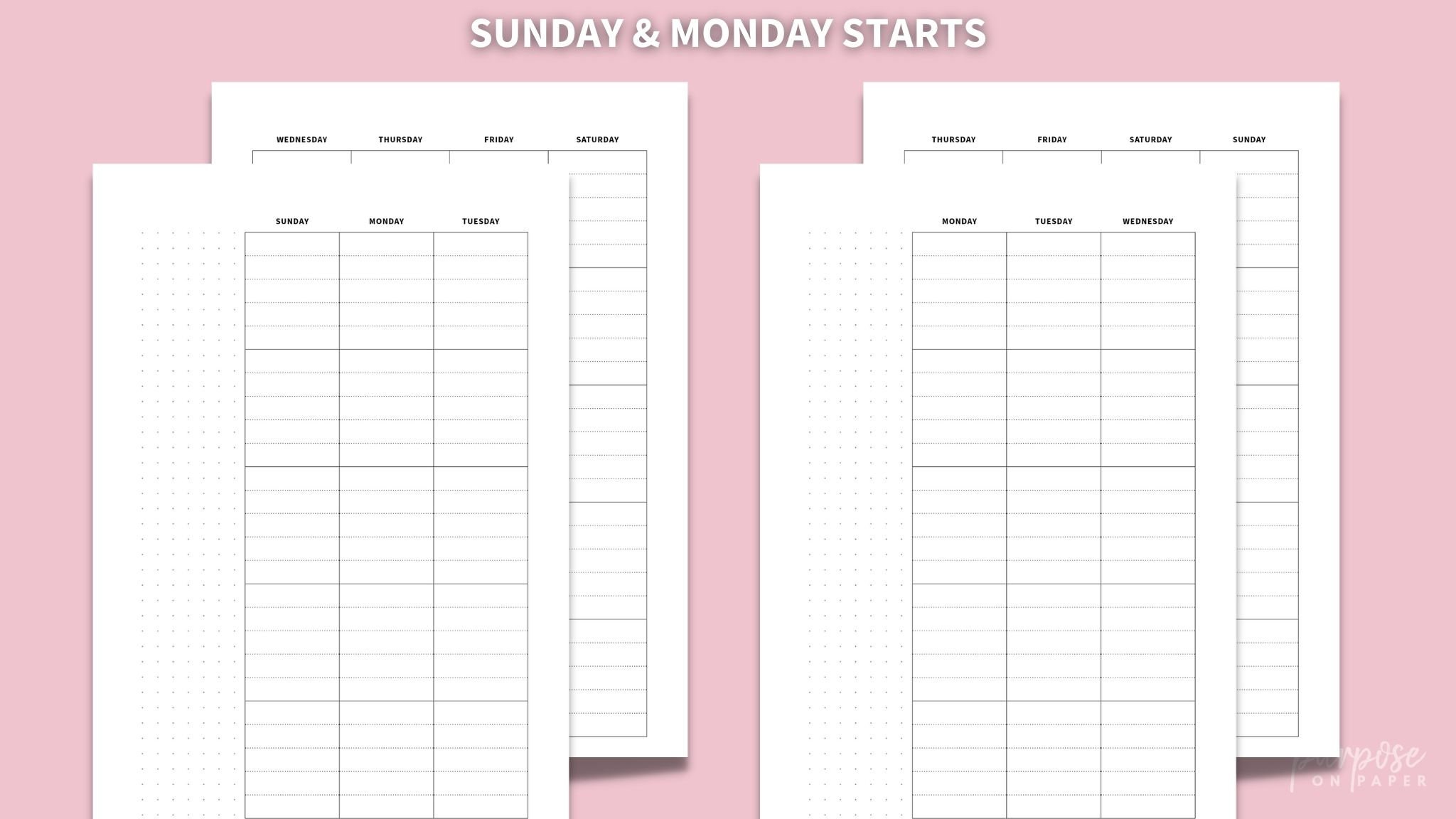 Undated Monthly Planner Printable, Month on Two Pages, Month at a ...