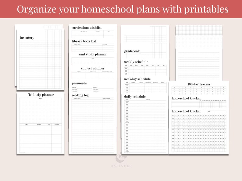 Homeschool Planner Bundle 2025 2026 Undated Printable PDF Attendance ...
