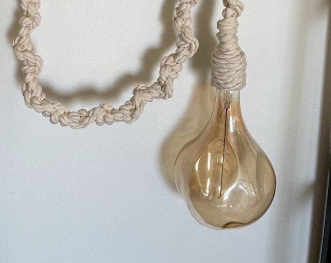 6-16ft Macrame Pendant Light / Plug in Pendant Light/ Bracket INCLUDED ...