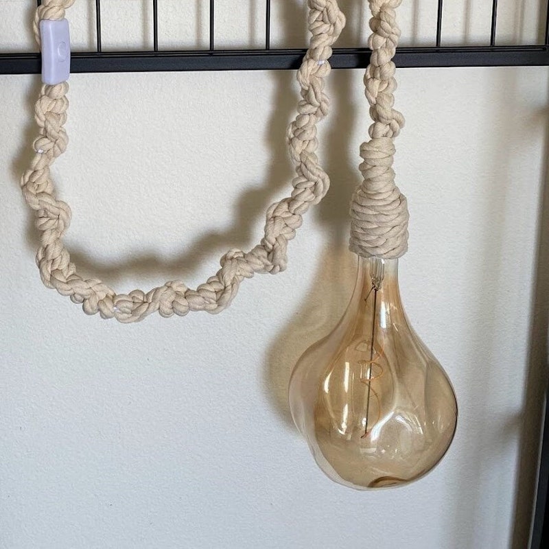 Macrame Hanging Lamp - Etsy