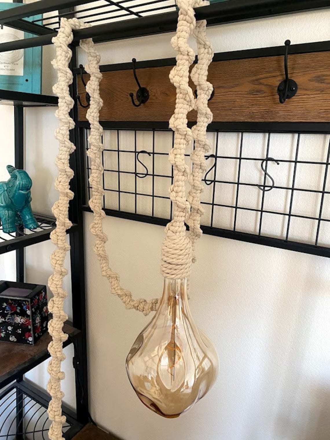 15 Ft. Macrame Hanging Rope Light - Etsy