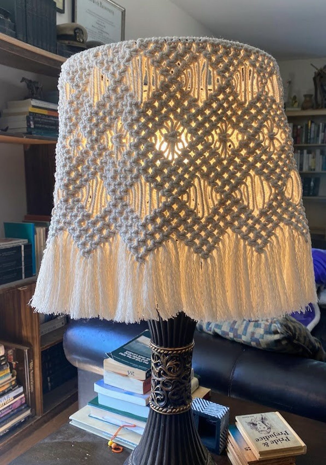 Handmade Macramé Lampshade, Natural Cotton, 12 Inch - Etsy