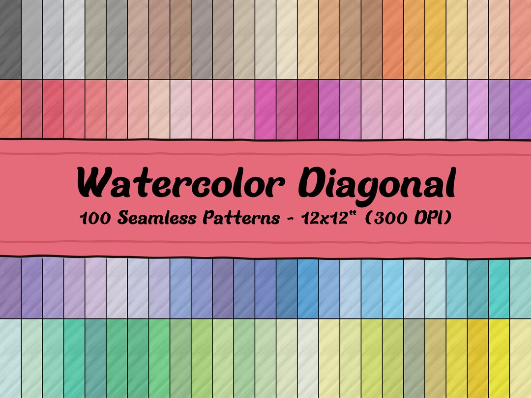 100 Seamless Watercolor Diagonal Digital Paper Set Seamless - Etsy