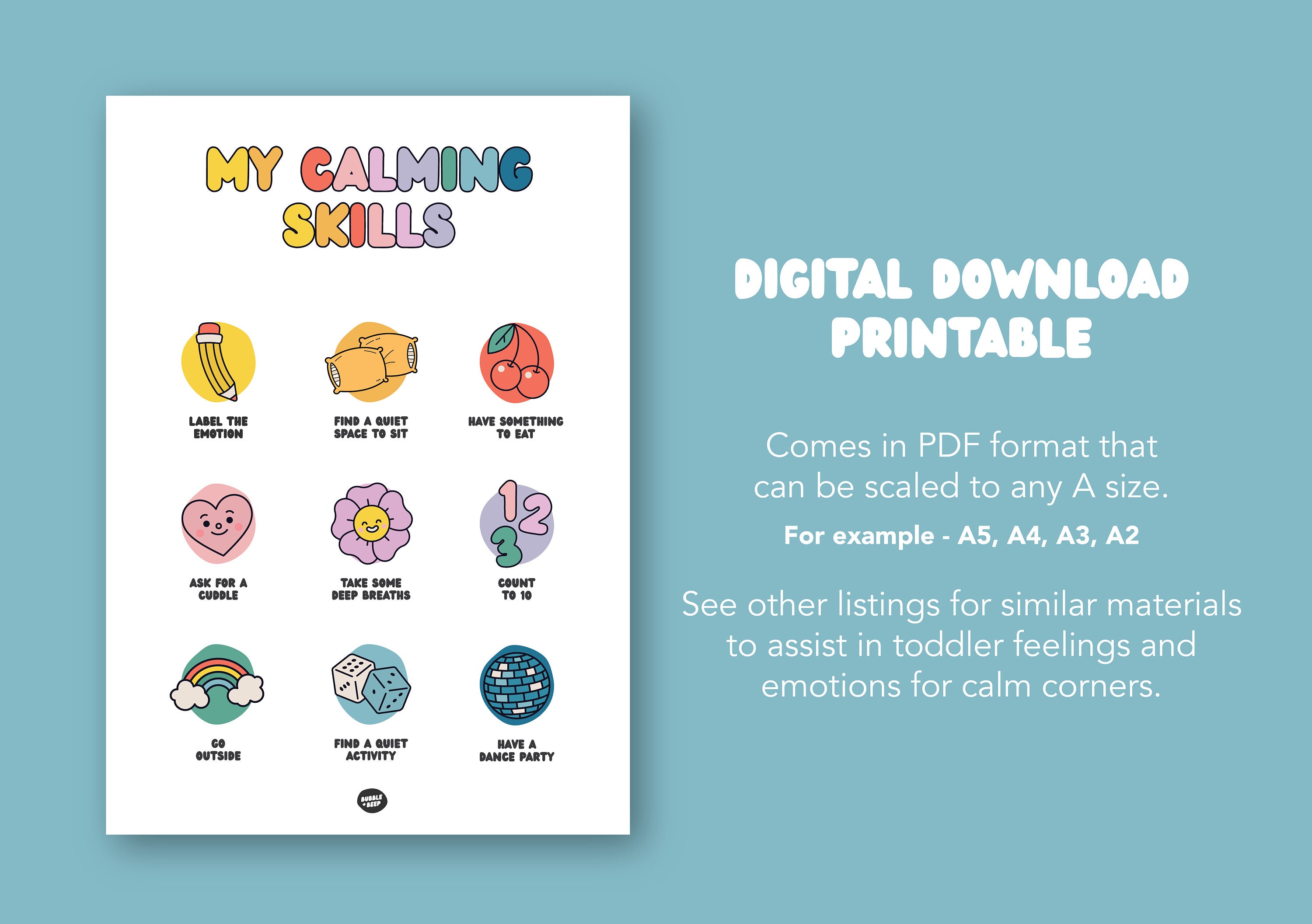 My Calming Skills Poster Coping Techniques for Toddler Feelings Calm ...