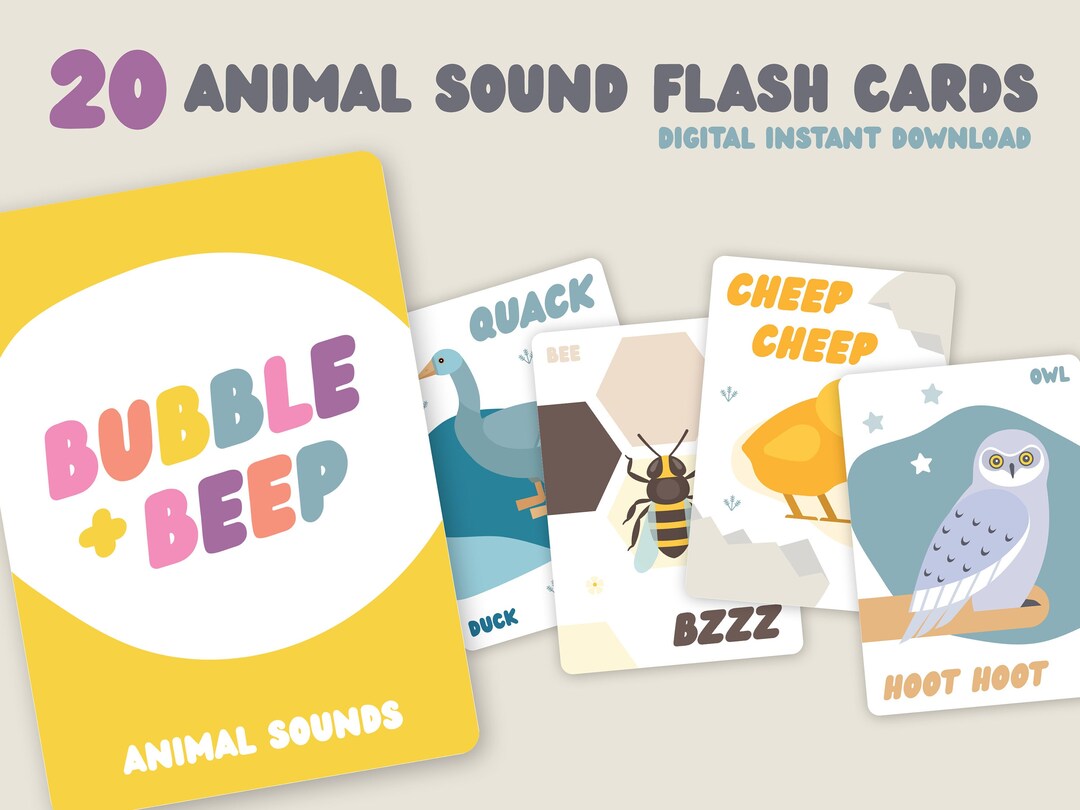 Animal Sound Flash Cards for Toddler Play, Speech Development and ...
