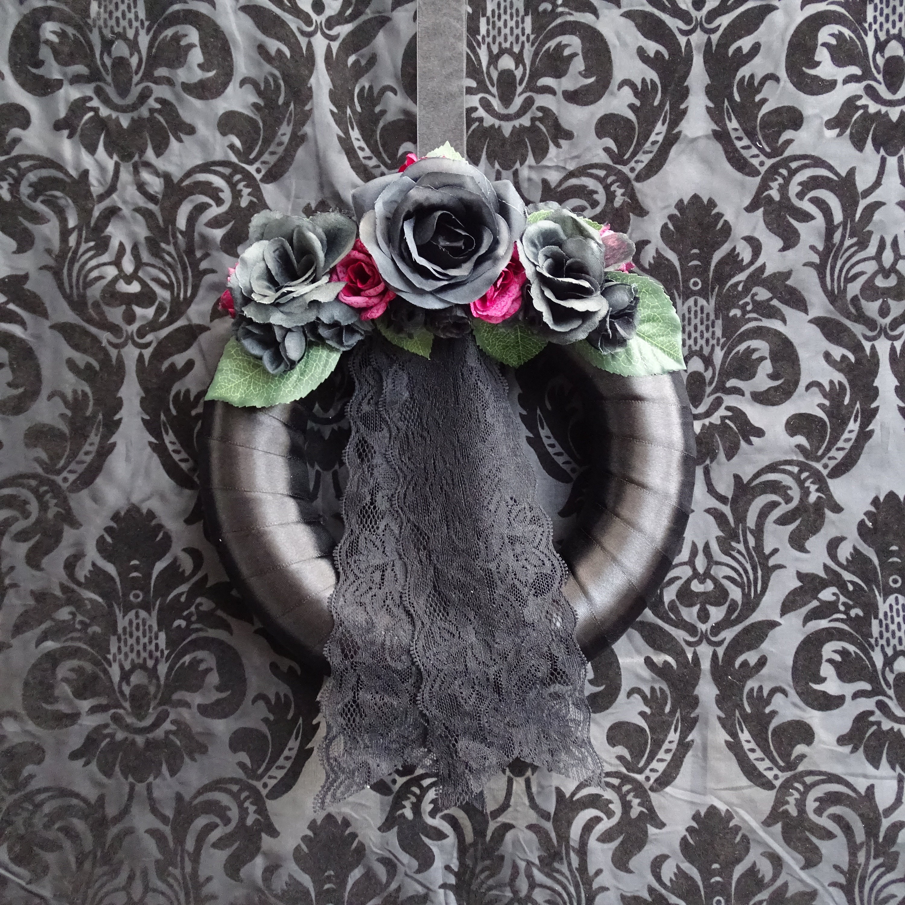 Wreaths Home & Living Victorian black rose wedding decor Mourning ...