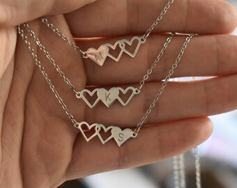 Personalized Best Friend Necklace For 3 Silver 3 Bff Necklace Friendship Necklace Silver 3 Heart Necklace 3 Best Friend Necklace Etsy