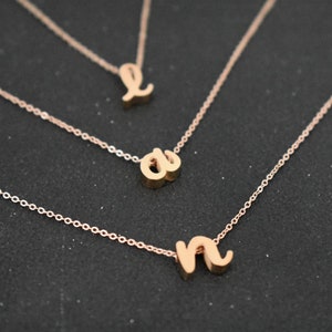 Cursive Small Letter Necklace Tiny Rose Gold Initial - Etsy