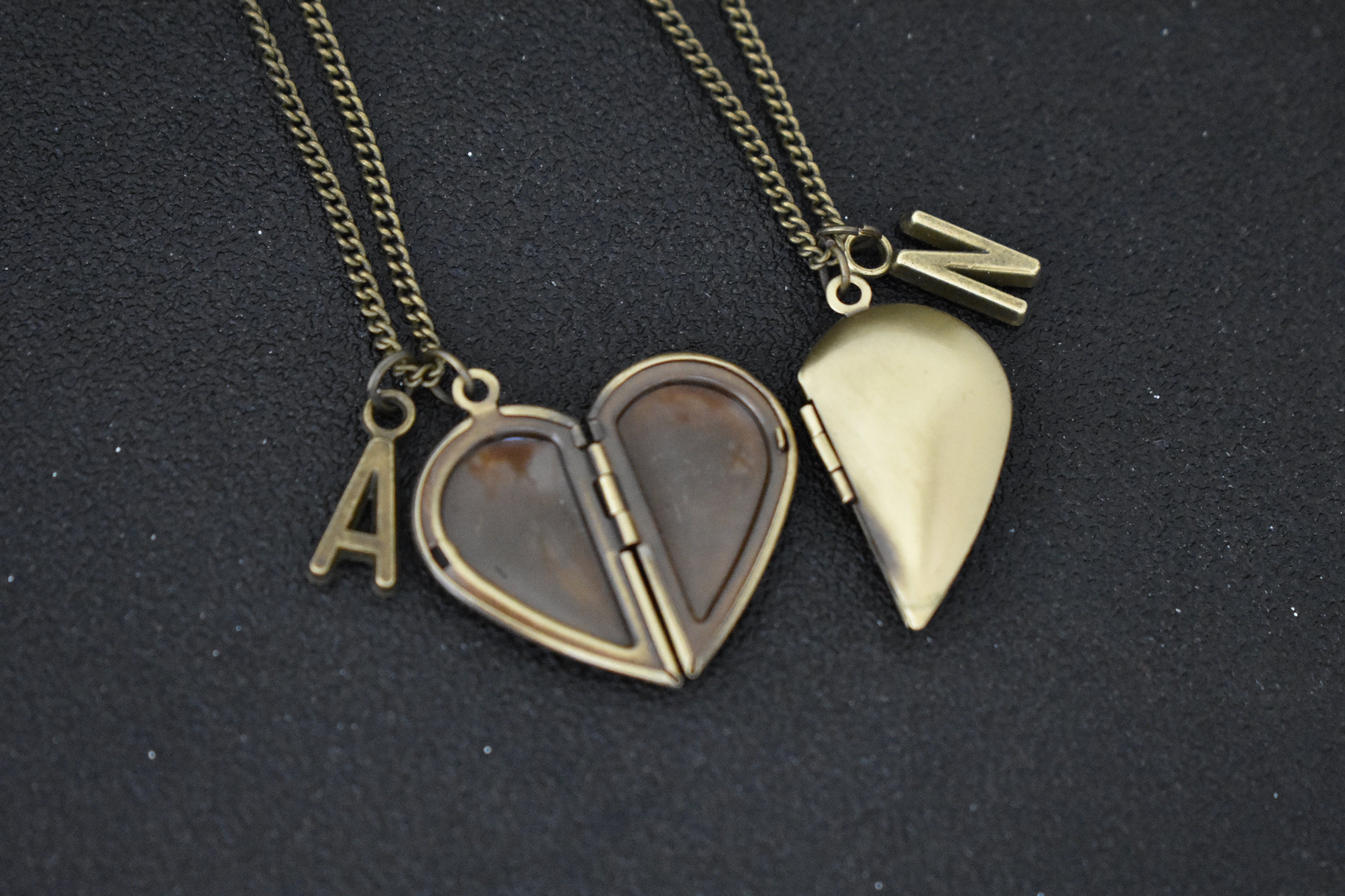 Personalized Couple Heart Love Locket Necklace Half Heart - Etsy