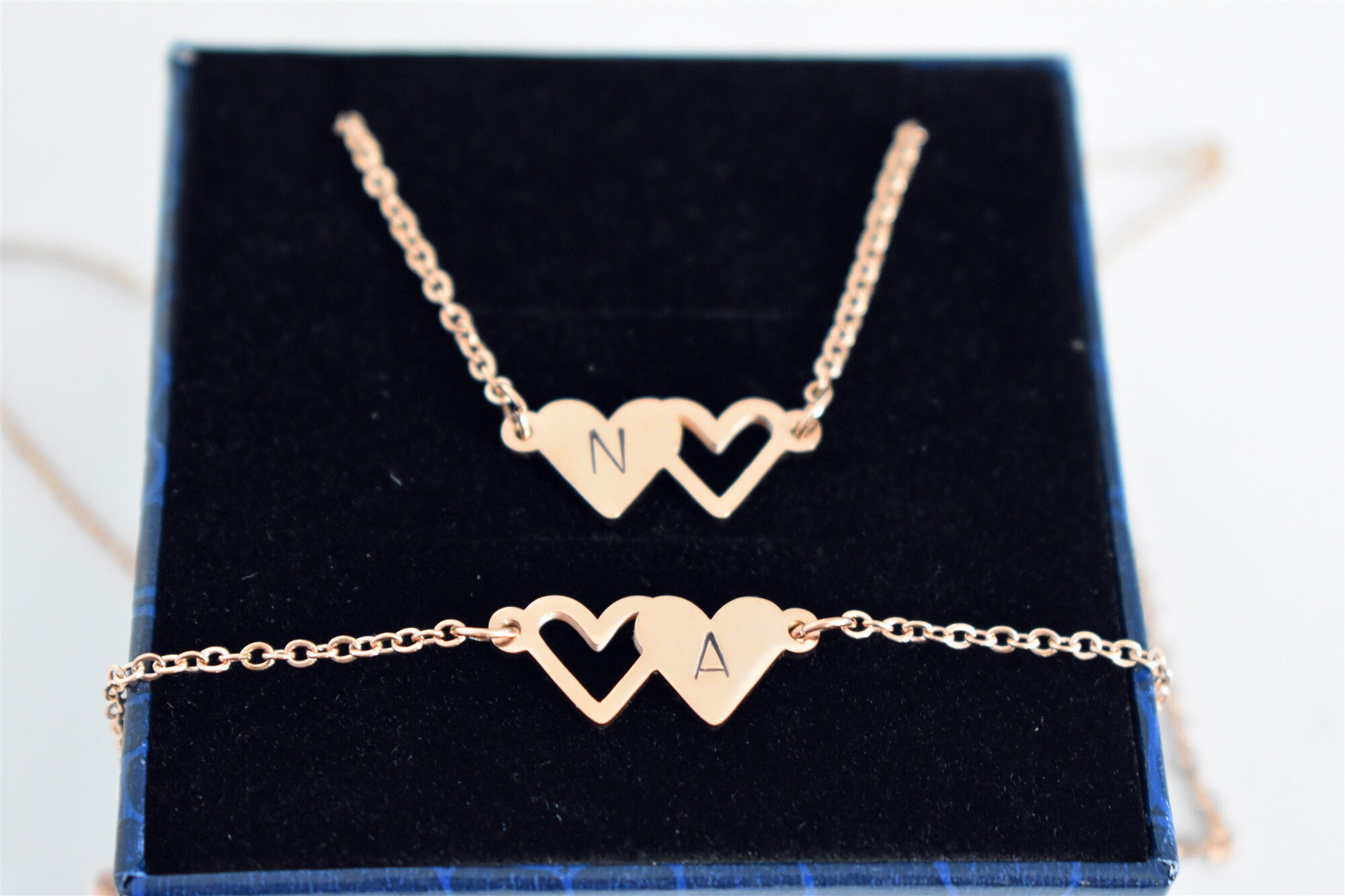 Personalized Best Friend Necklace for 2 Rose Gold 2 Sister - Etsy