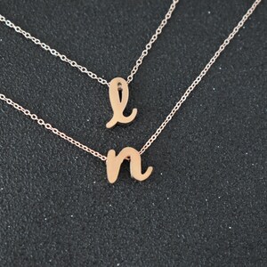 Cursive Small Letter Necklace Tiny Rose Gold Initial - Etsy