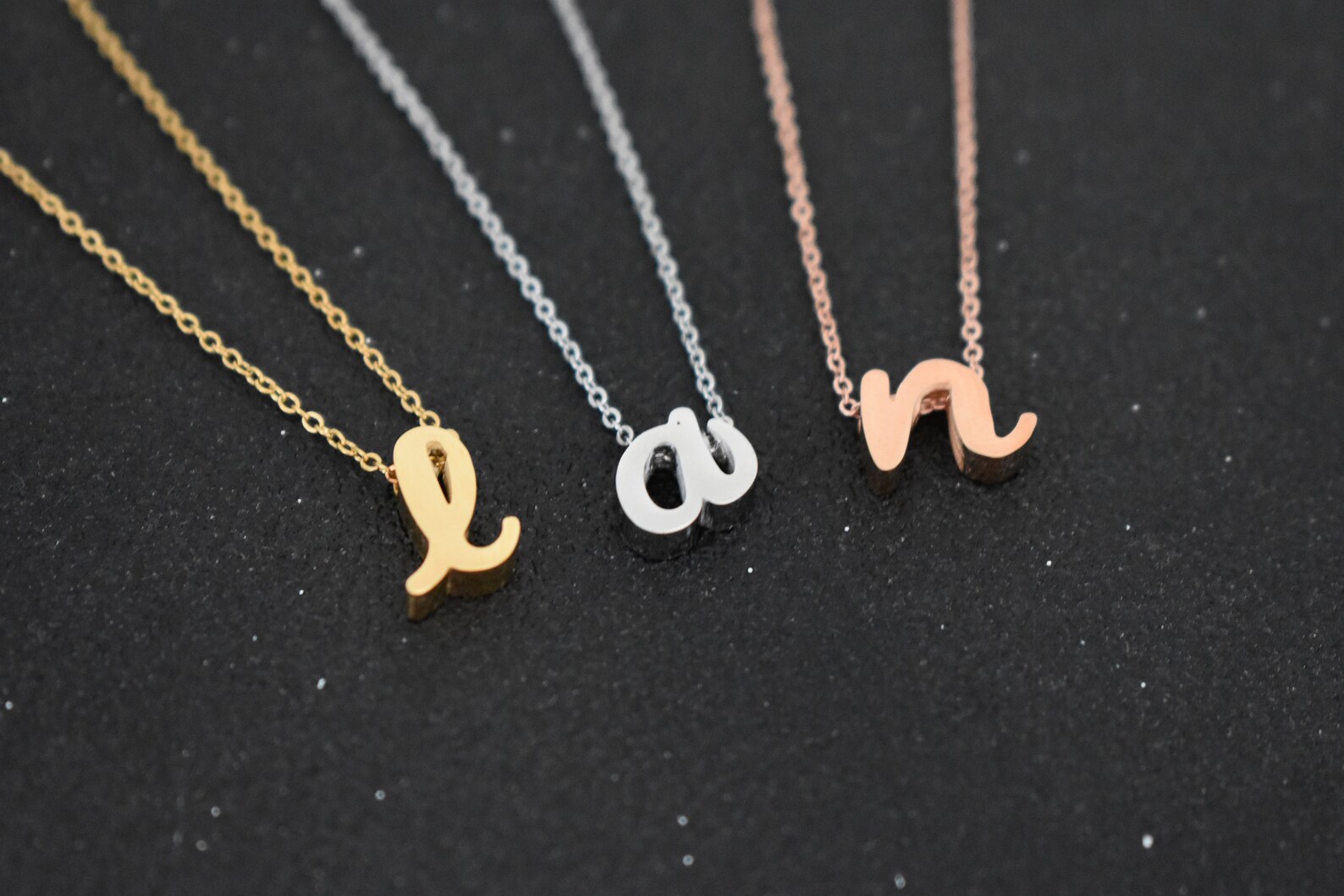 Bridesmaids Necklace Gift Cursive Tiny Lower Case Letter - Etsy
