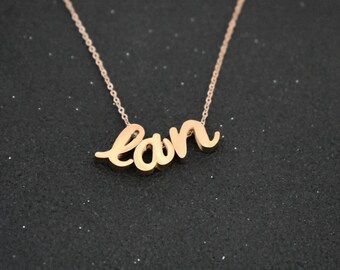 Cursive Small Letter Necklace Tiny Rose Gold Initial - Etsy