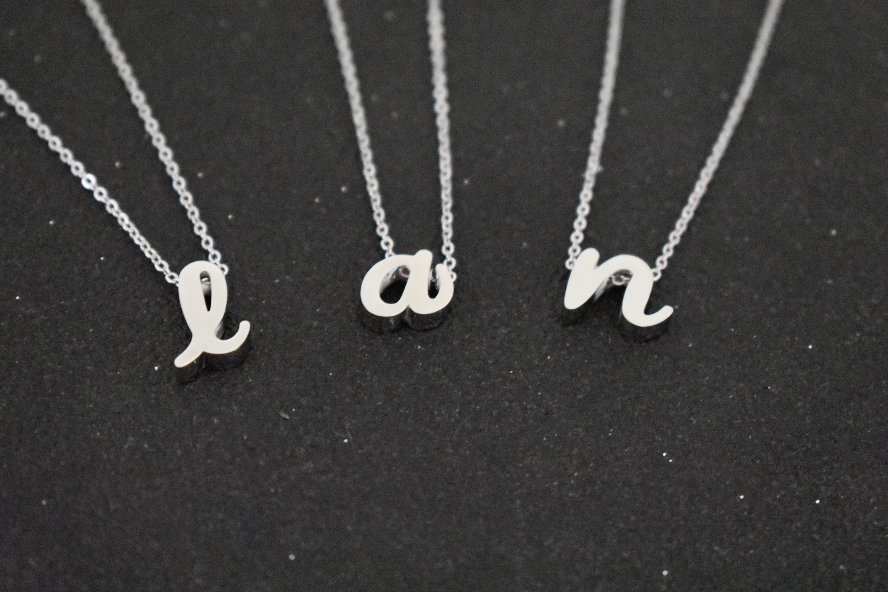 Silver Small Cursive Letter Necklace Silver Tiny Initial - Etsy