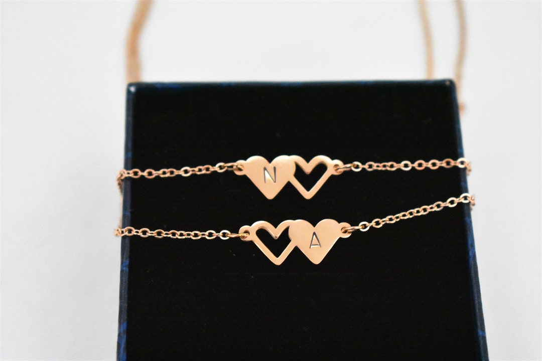 Personalized Best Friend Necklace for 2, Rose Gold 2 Sister Necklace ...