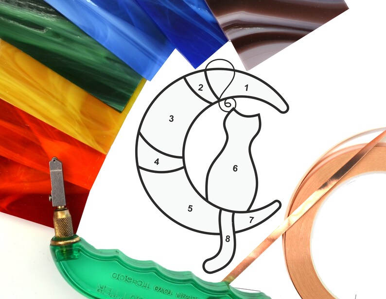 Cat on Moon Suncatcher Pattern, Digital PDF File, Window Hangings ...