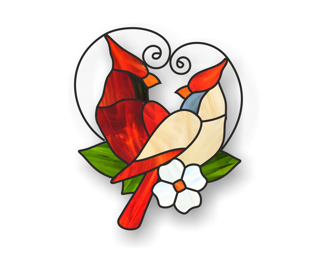 Cardinal Love Pair Stained Glass Digital Pattern, Digital PDF, Hobby License, Printable PDF ...